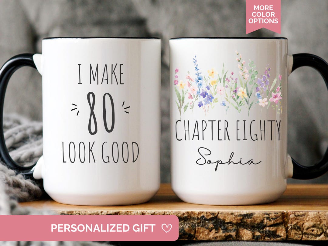 Personalized 80th Birthday Mug, Floral Coffee Cup, Grandma Gift - Etsy