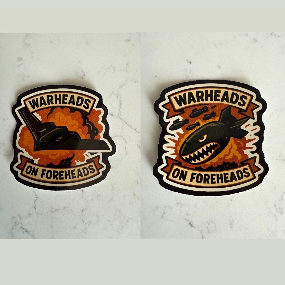 Warheads on Foreheads Stickers – Military Bomber Art, Tactical Vinyl ...