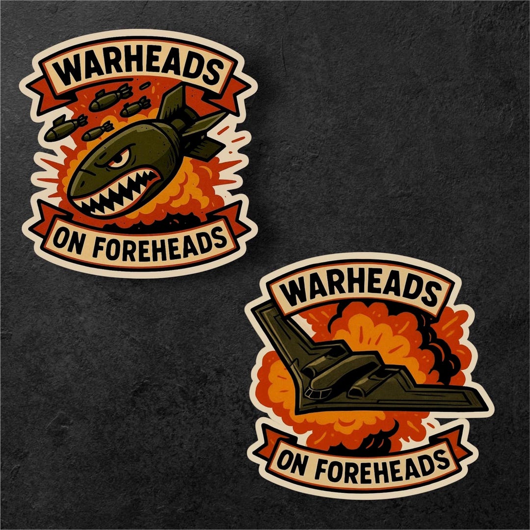 Warheads on Foreheads Stickers – Military Bomber Art, Tactical Vinyl ...