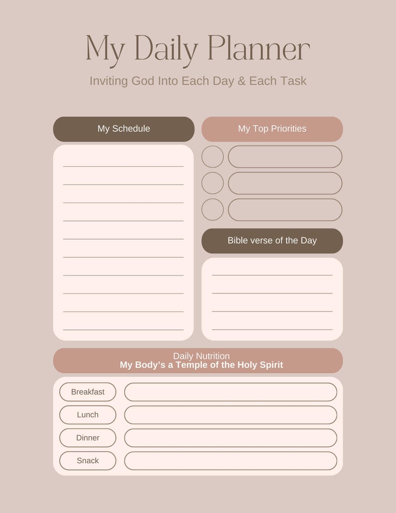 Faith-based Daily Planner | Printable PDF | Set Apart Stationery ...