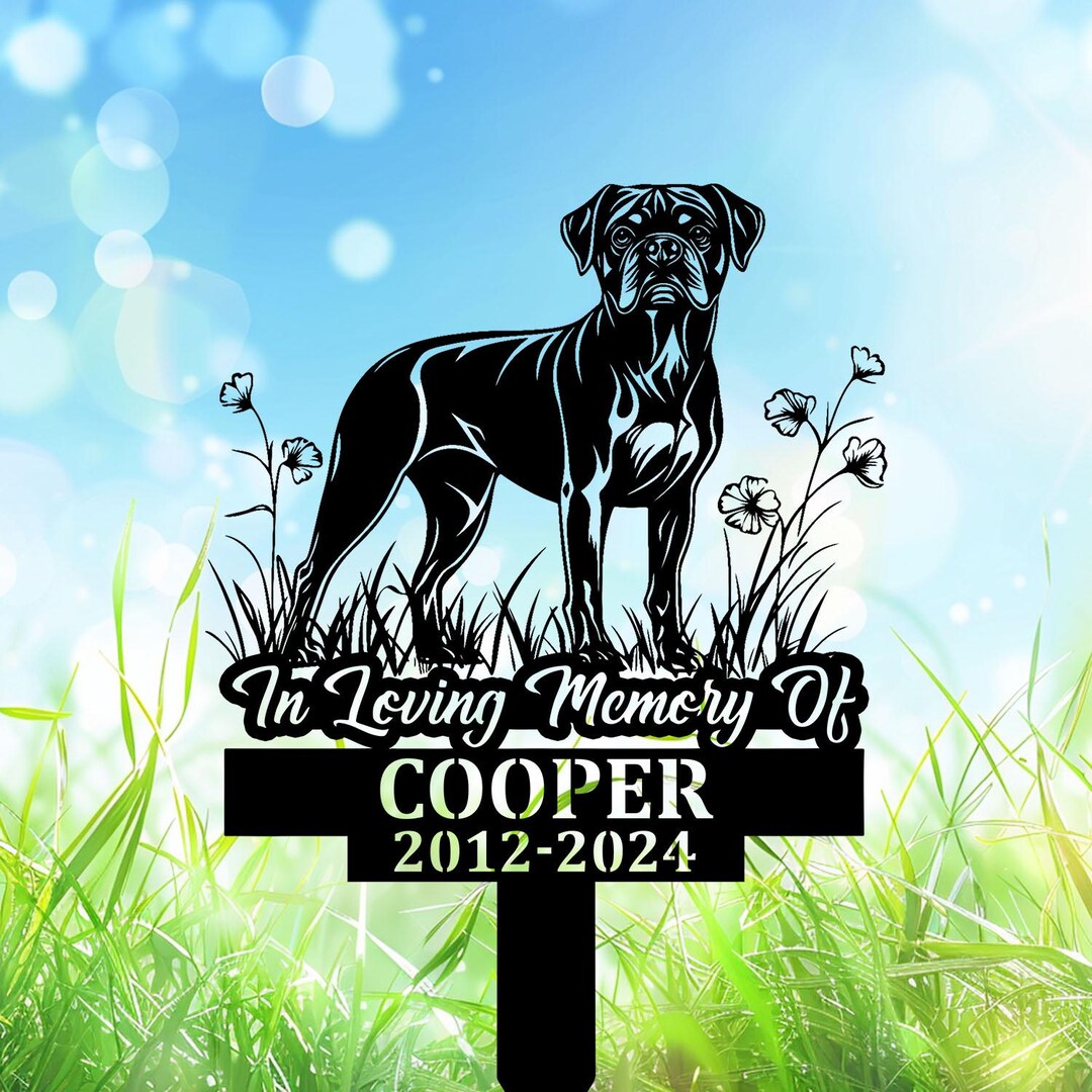 Custom Boxer Dog Memorial Stake, Boxer Standing Grave Marker, Metal Dog ...