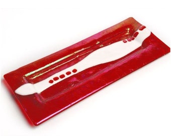 Glass Platter Red and White Rectangular CUSTOM MADE ITEM - Etsy