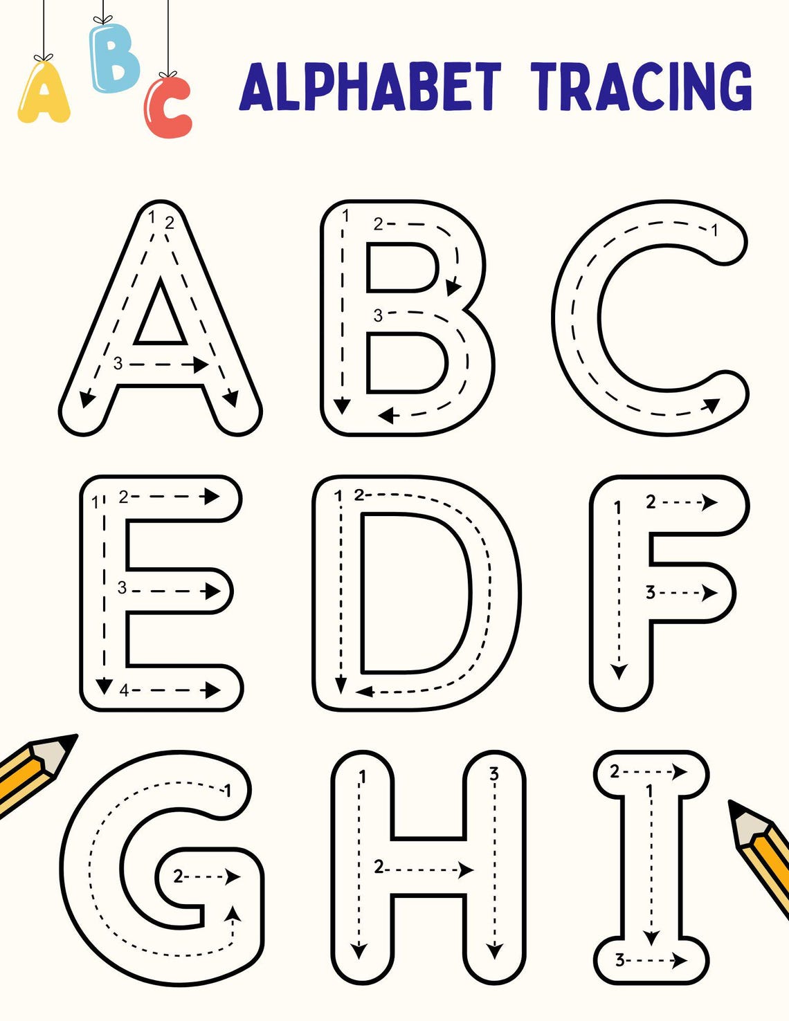 Alphabet Tracing Worksheets – Printable & Editable - Etsy