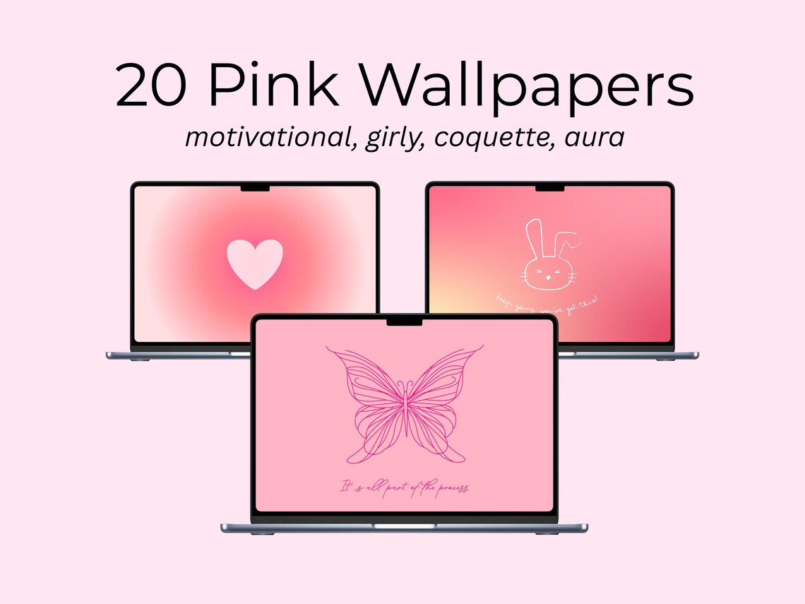 20 Pink Gradient Minimalist Coquette Motivational Aspirations Laptop ...
