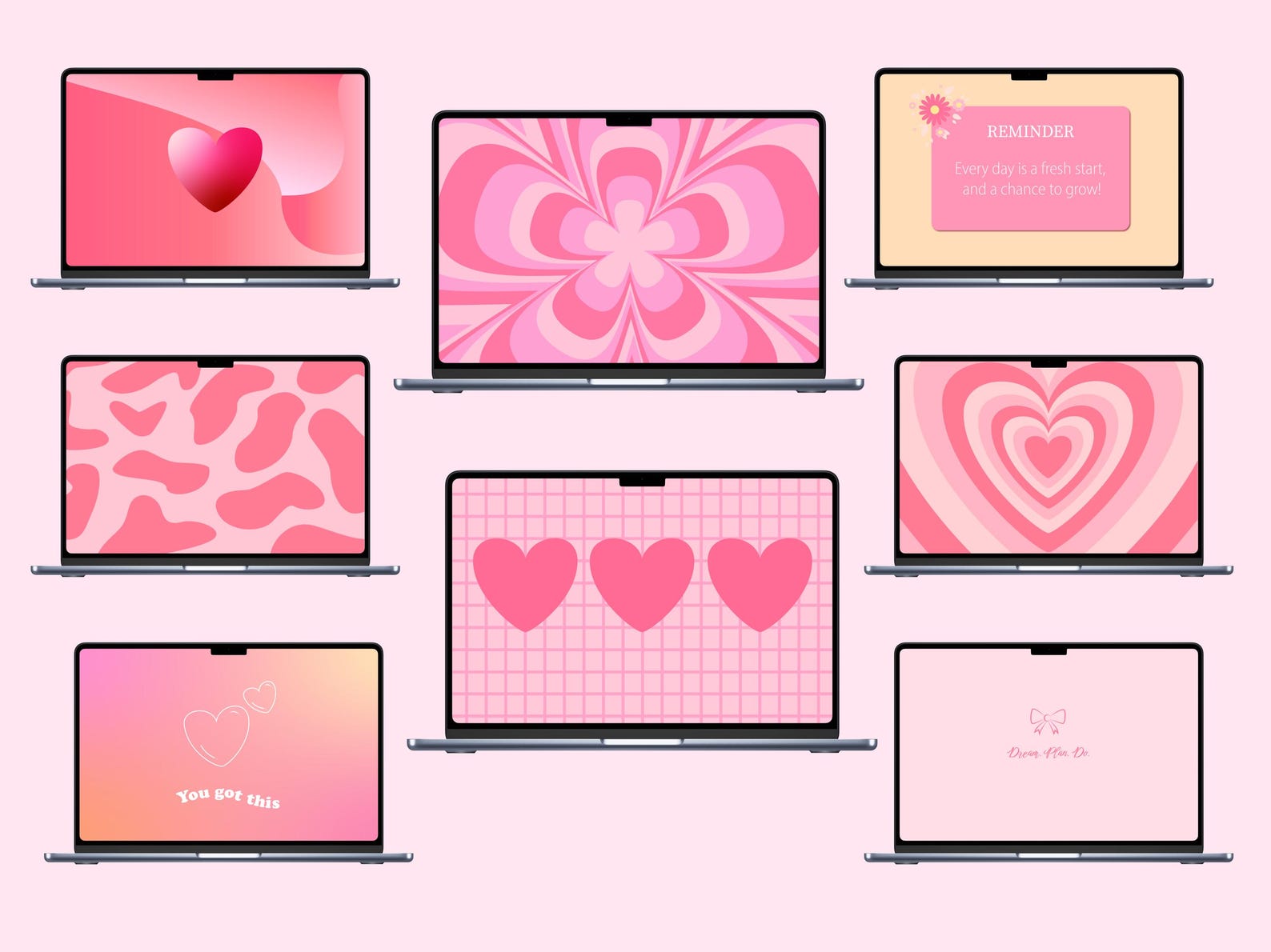 20 Pink Gradient Minimalist Coquette Motivational Aspirations Laptop ...