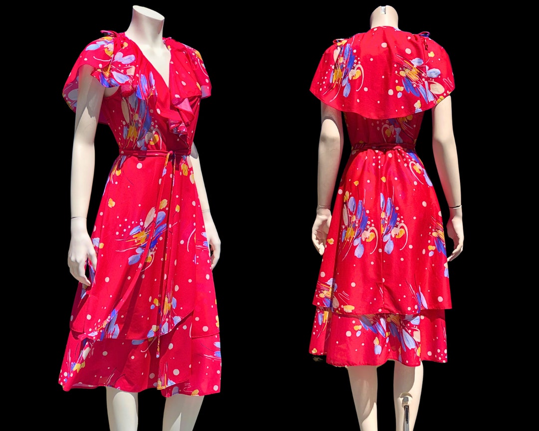 Sleeveless WRAP Sundress / Full Skirt Ruffled Abstract Print Dress ...