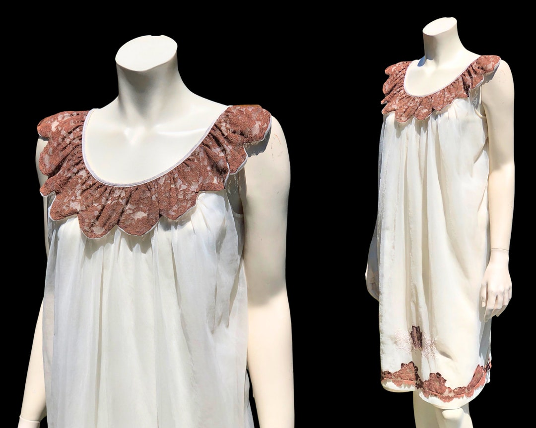 60s Chiffon Sheer Babydoll Nightgown / Retro Pin up Chiffon Chemise ...