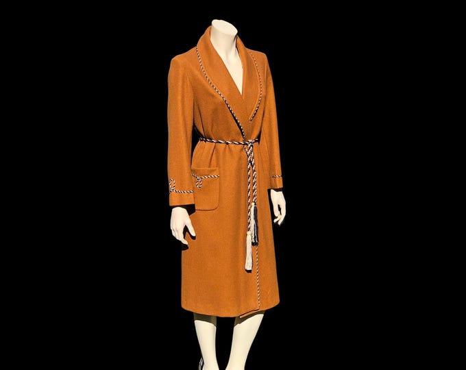 Vintage Wool Smoking Jacket ROBE With Embroidery and TASSEL Tie Belt ...