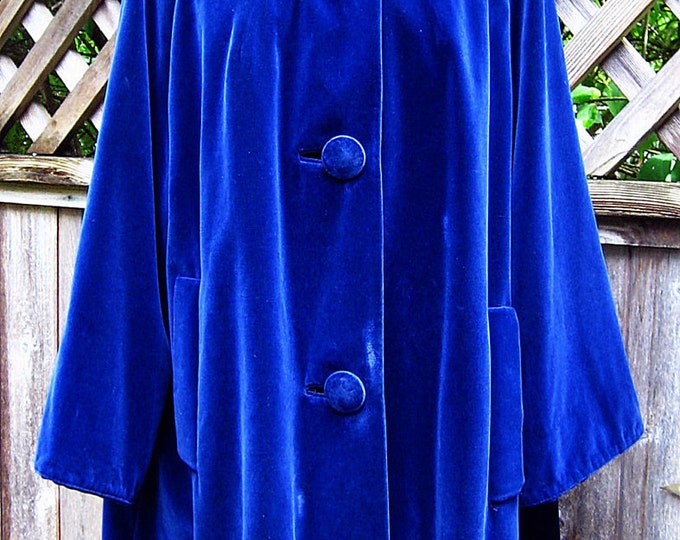25% off SALE Vintage 50s 60s Navy Blue VELVET Swing Coat Xl Xxl - Etsy