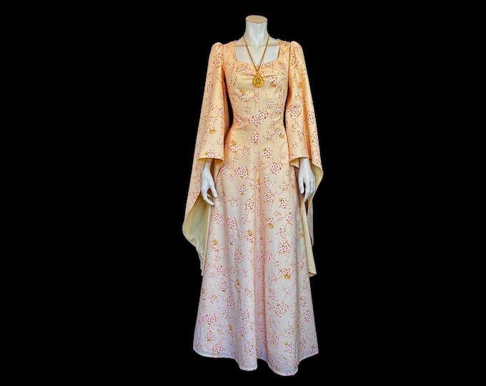 Dramatic WIZARD Sleeve Peach Kimono Maxi Dress / Vintage 70s / XS S - Etsy