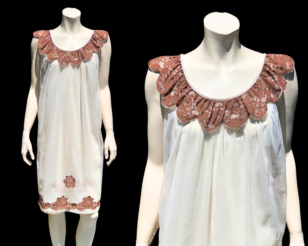 60s Chiffon Sheer Babydoll Nightgown / Retro Pin up Chiffon Chemise ...