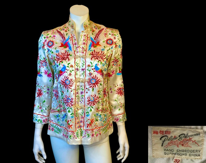 Vintage SILK Hand Embroidered Bohemian Asian Jacket / Vintage 60s 70s ...