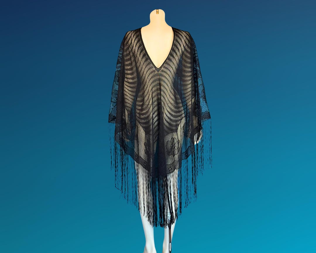 Black FRINGE Animal and Floral Print Shawl / OSFM - Etsy
