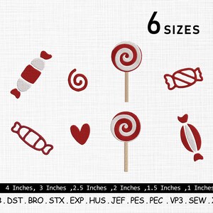 Mini Candies Embroidery Design, Christmas Candy Embroidery, Mini Candy ...