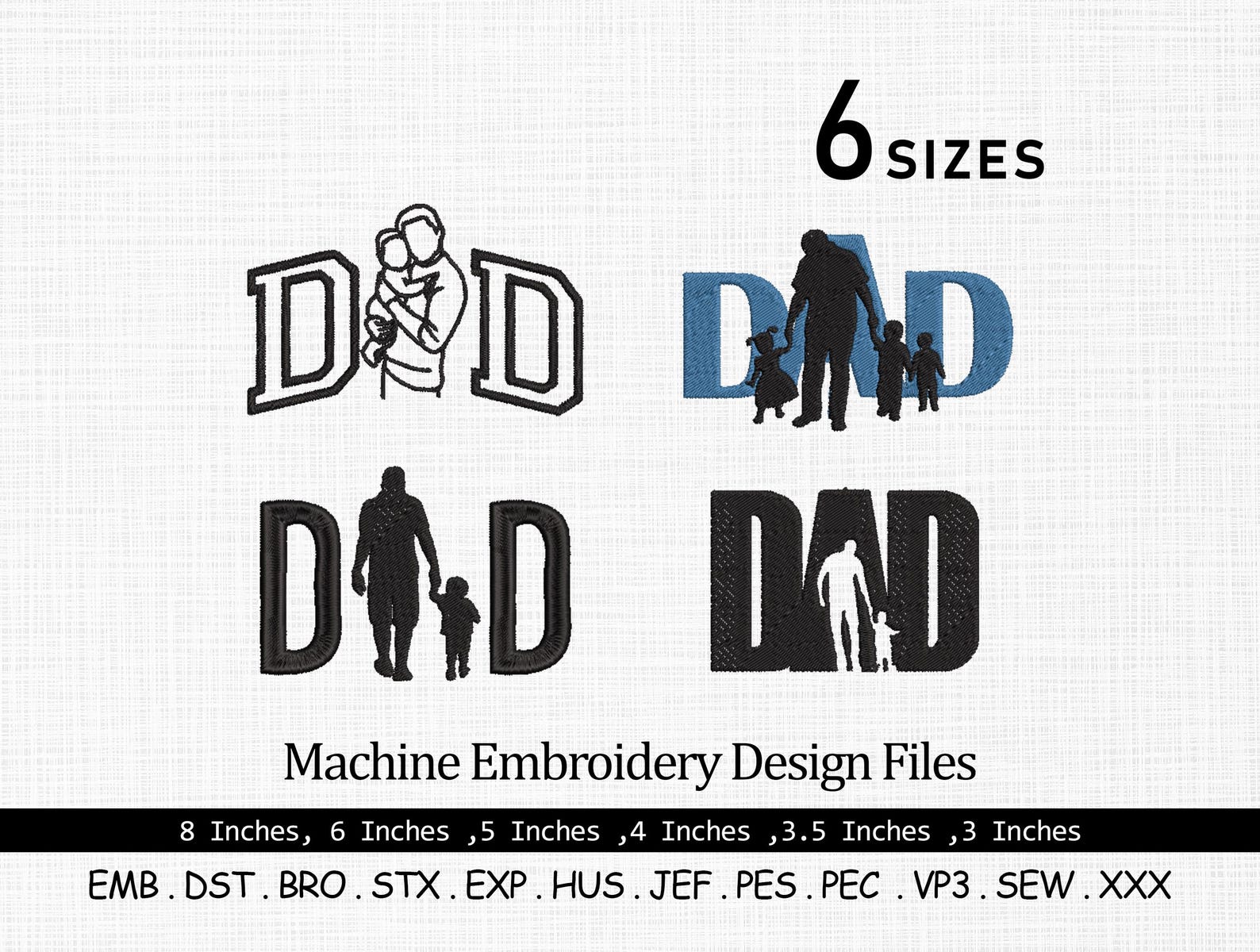 Dad Embroidery Design, Dad Bundle Embroidery Design, Father's Day ...