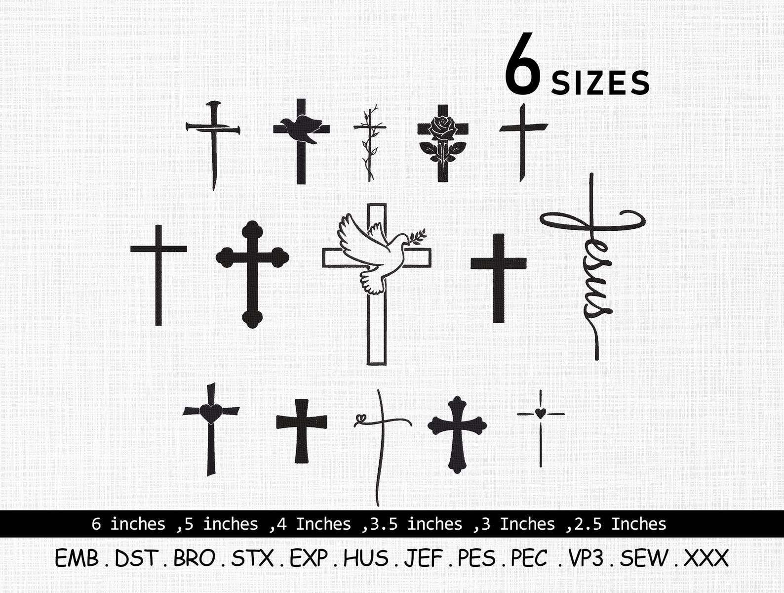 Cross Embroidery Design, Cross Embroidery Bundle, Christian Embroidery ...