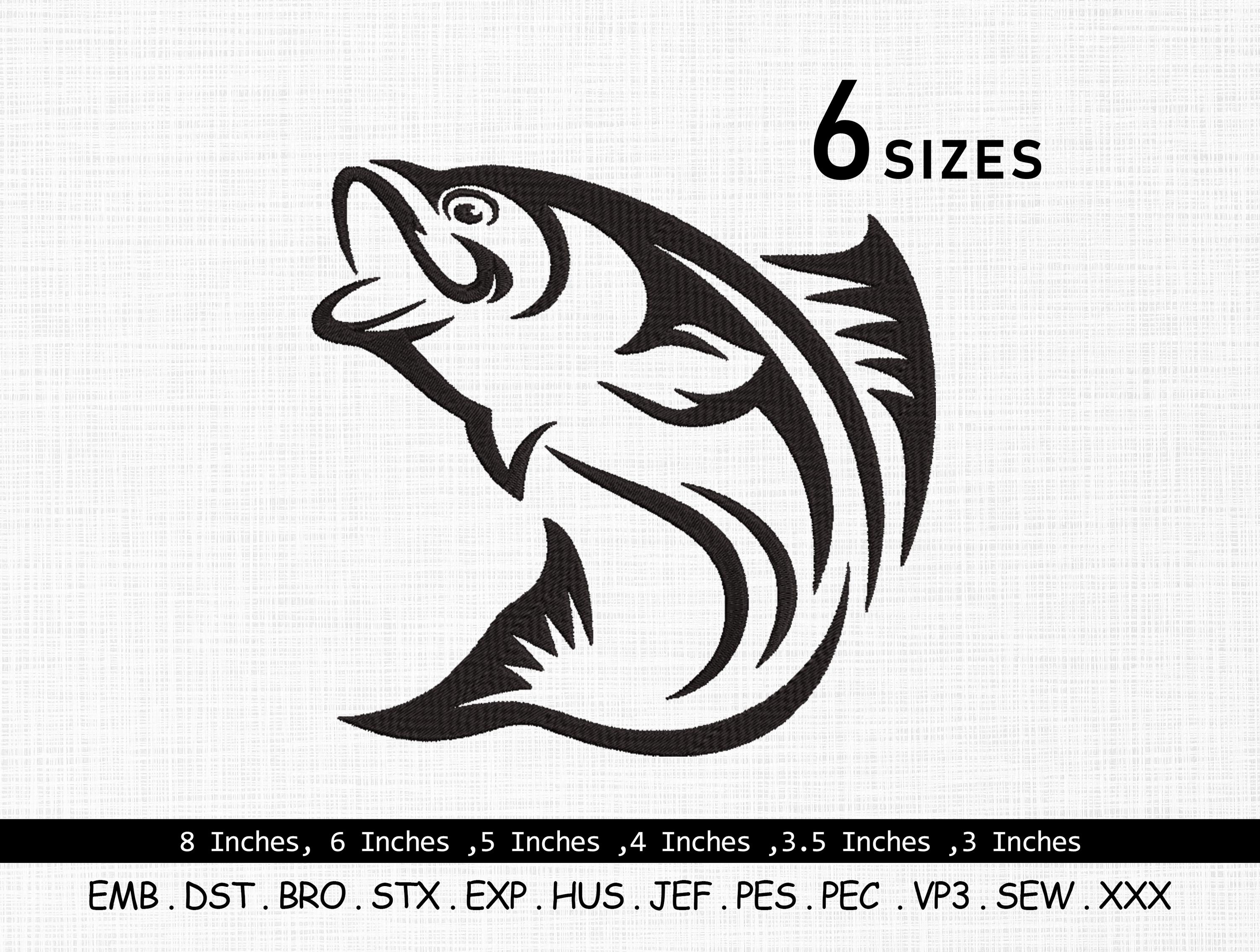 Bass Fish Embroidery Design, Bass Fish Outline Embroidery, Sea Animals ...