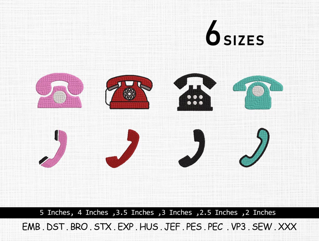 Telephone Embroidery Design, Telephone Embroidery Bundle, Telephone ...