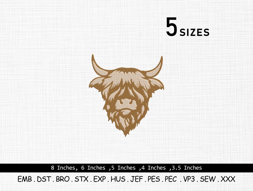 Highland Cow Embroidery Design: Mini Animal Pattern (digital Download ...