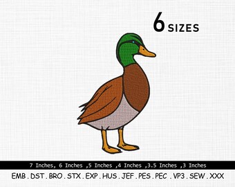 Mallard Duck Embroidery Design, Mini Ducks Embroidery Design, Flying ...