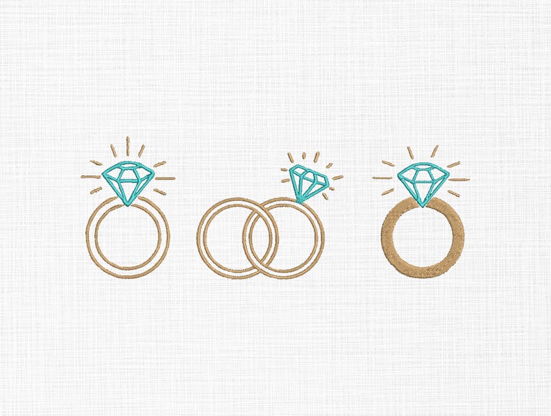 Rings Embroidery Design, Diamond Rings Embroidery Design, Wedding Rings ...