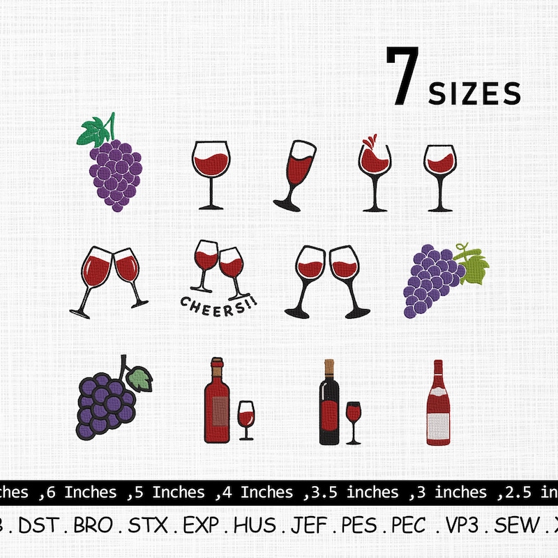 Wine Grape Embroidery File - Etsy UK