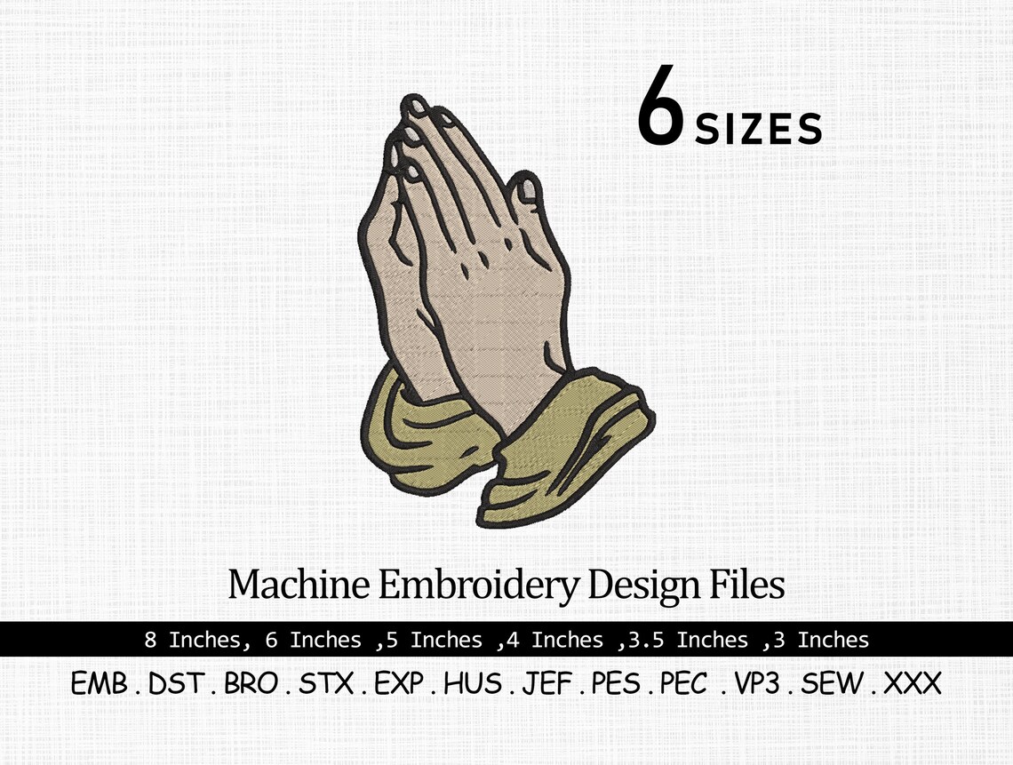 Praying Hands Embroidery Design, Praying Hands Design, Mini Praying ...
