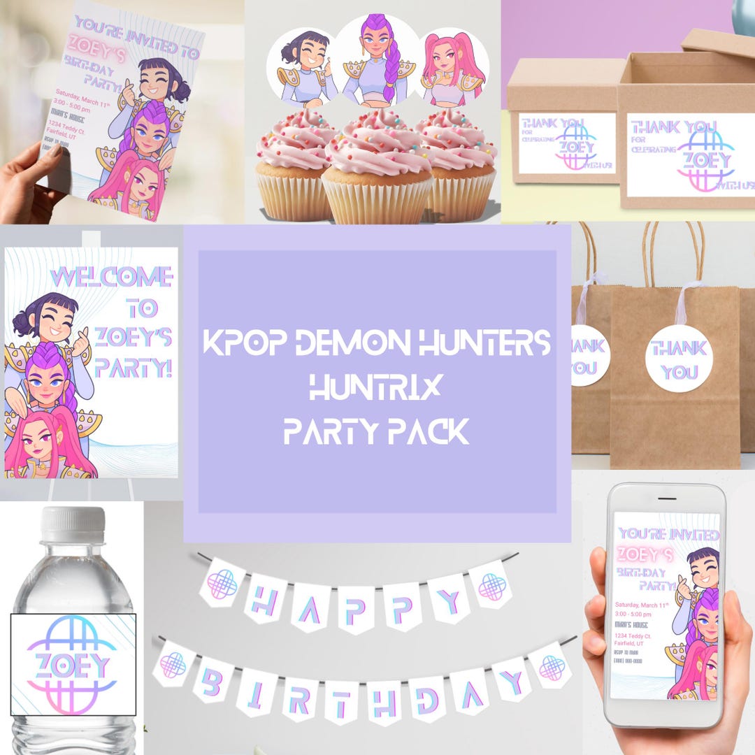 Kpop Demon Hunters Party Bundle, Huntrix Party Decor, K-pop Birthday ...