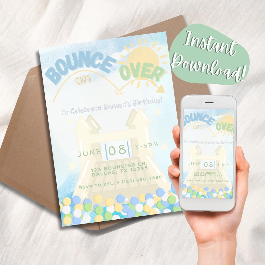 Bounce House Birthday Invitation, Editable Template (digital Download ...