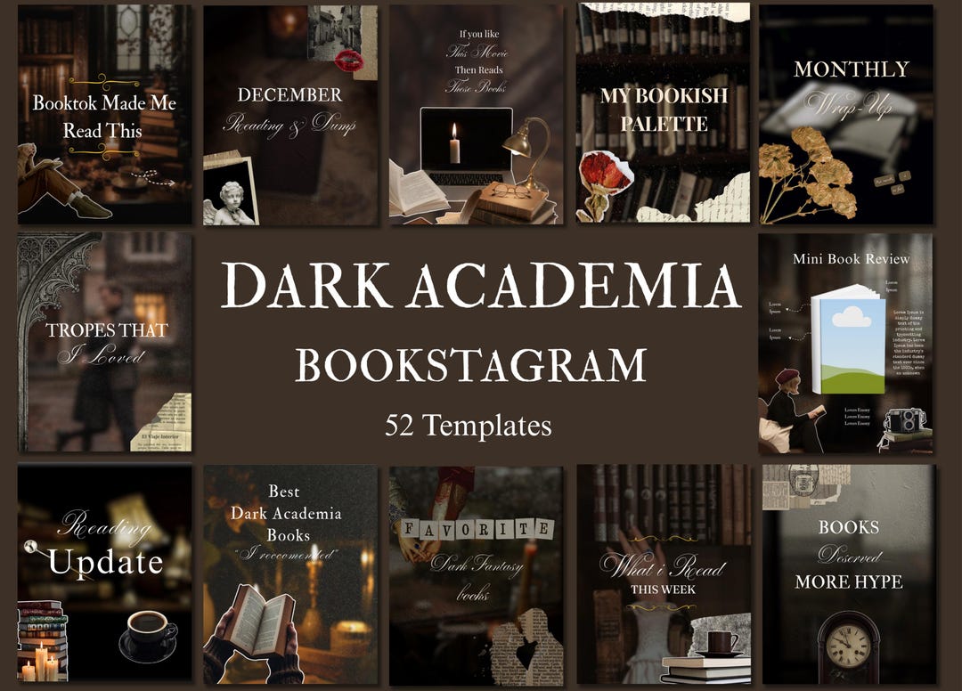 Dark Academia Bookstagram Template Booktok Canva Template Dark Romance ...