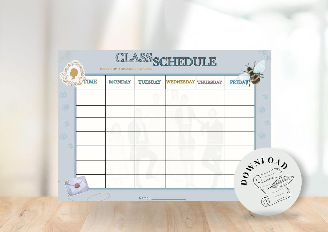 Elegant Regency Era Inspired Weekly Schedule | Vintage Style Schedule ...