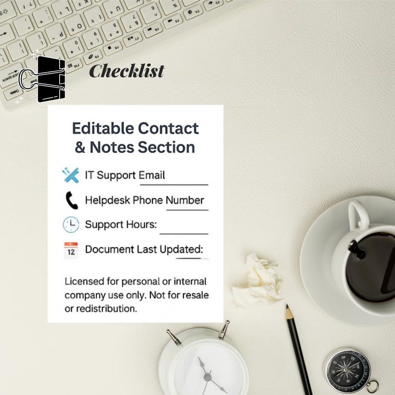 IT Onboarding Checklist – Editable Word & Printable PDF Template for ...