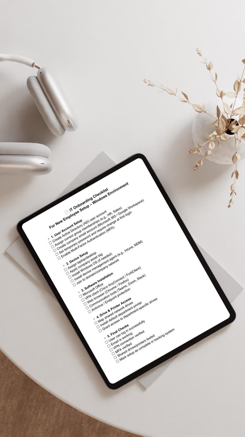 IT Onboarding Checklist – Editable Word & Printable PDF Template for ...