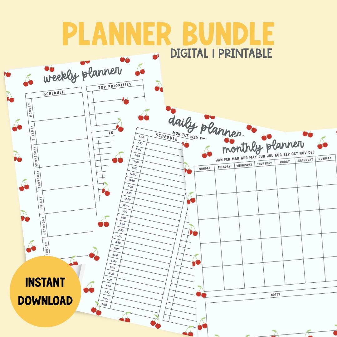 Cherry Planner Bundle | Cute Planner Bundle I Printable Planner ...