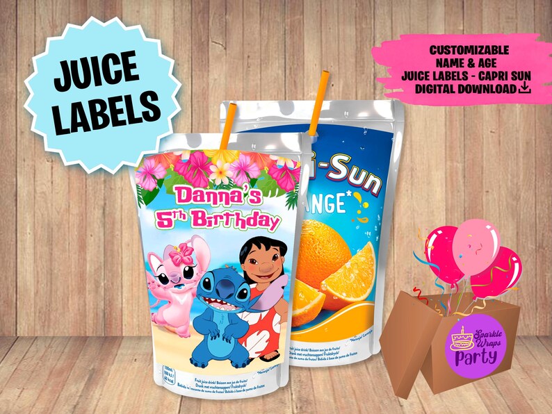 Lilo and Stitch Birthday Party Pack - ONLY DIGITAL DOWNLOAD - Pack of 6 ...