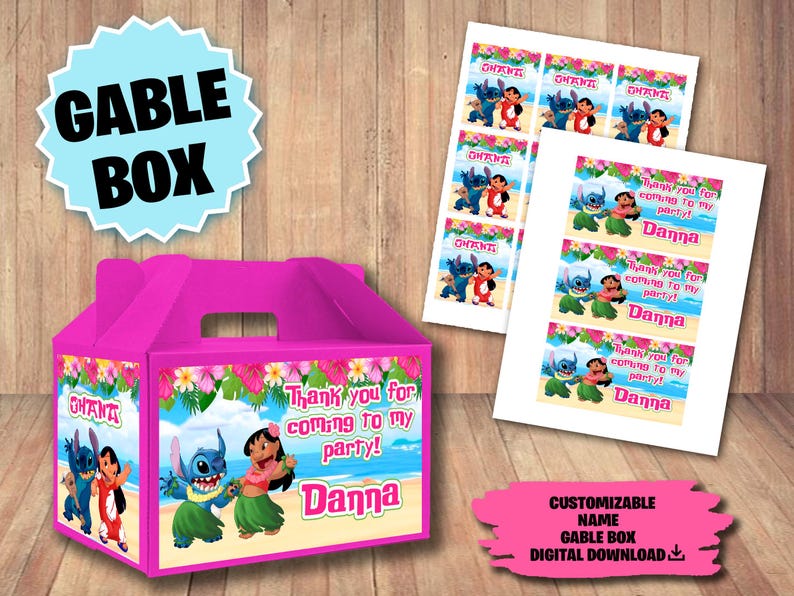 Lilo and Stitch Gable Box Label - ONLY DIGITAL DOWNLOAD - Gift Box ...