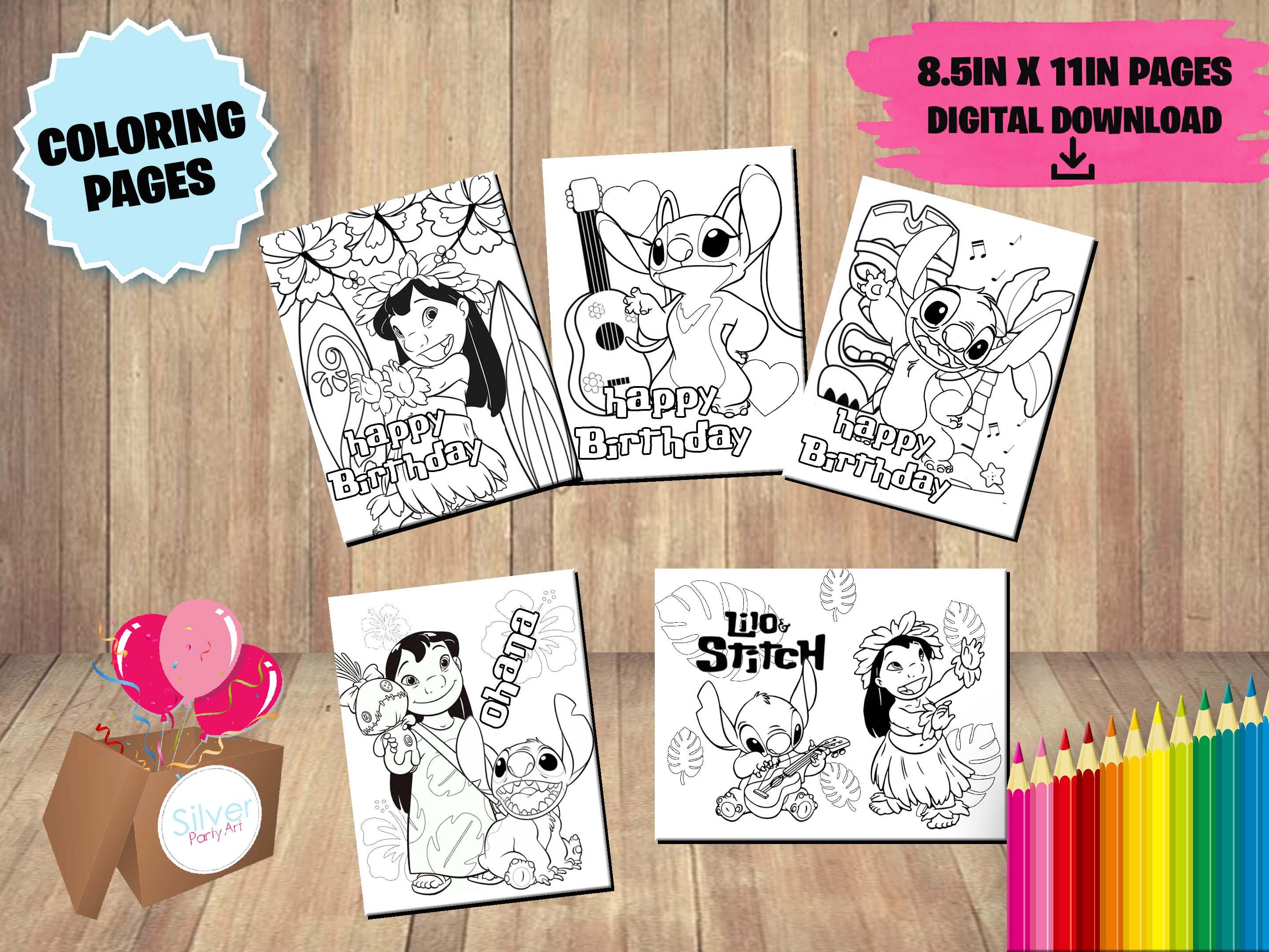 Lilo and Stitch Birthday Party Pack - Colorig Pages for Printing 8.5in ...