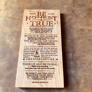 Honest and True Poem Engraved in Wood - Etsy