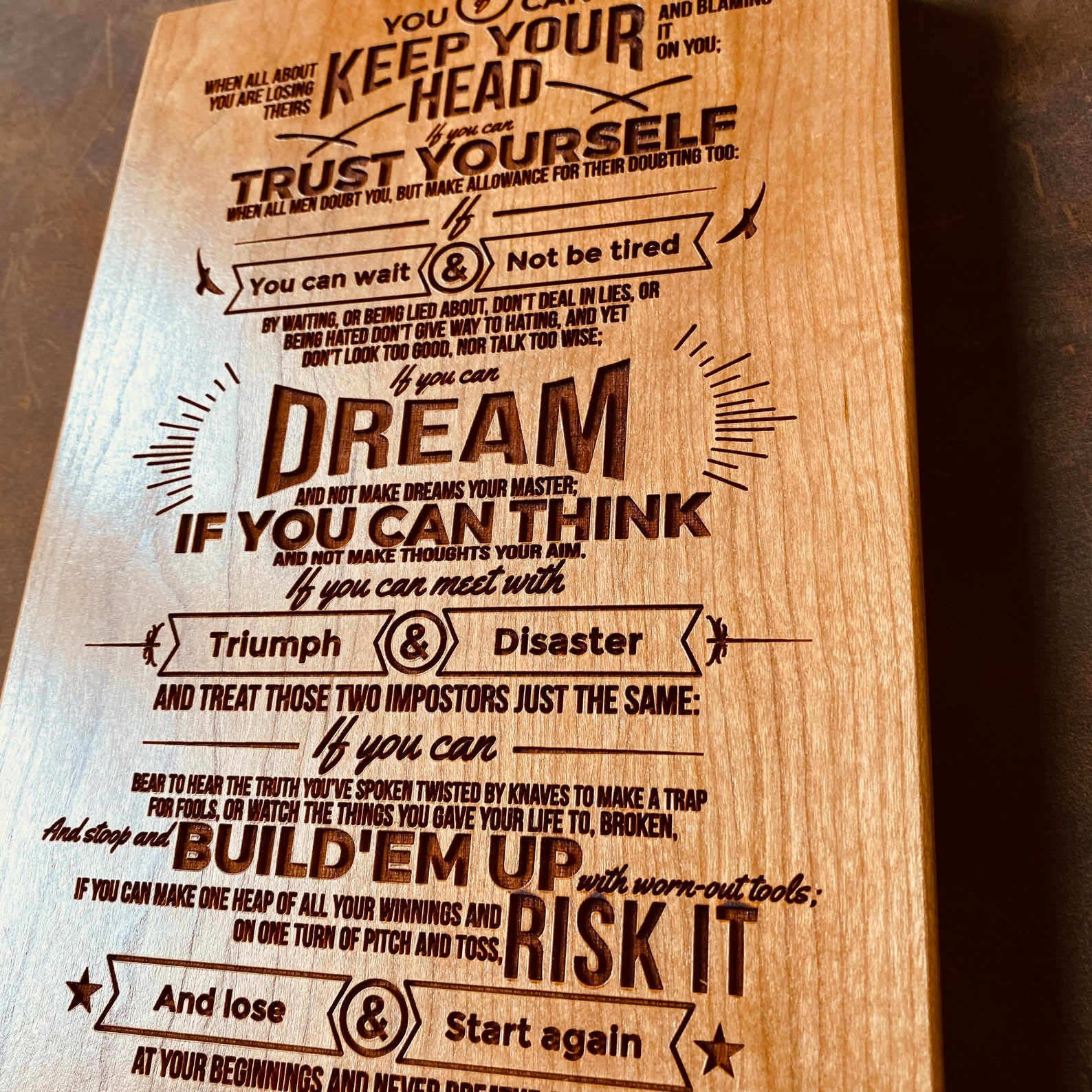 If, Kipling Poem Engraved Wood Sign - Etsy