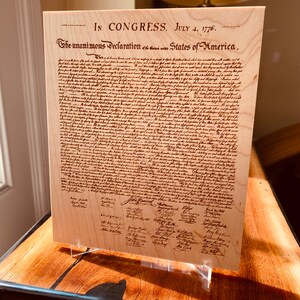 Declaration of Independence Engraved Wood Desk Small Sign - Etsy