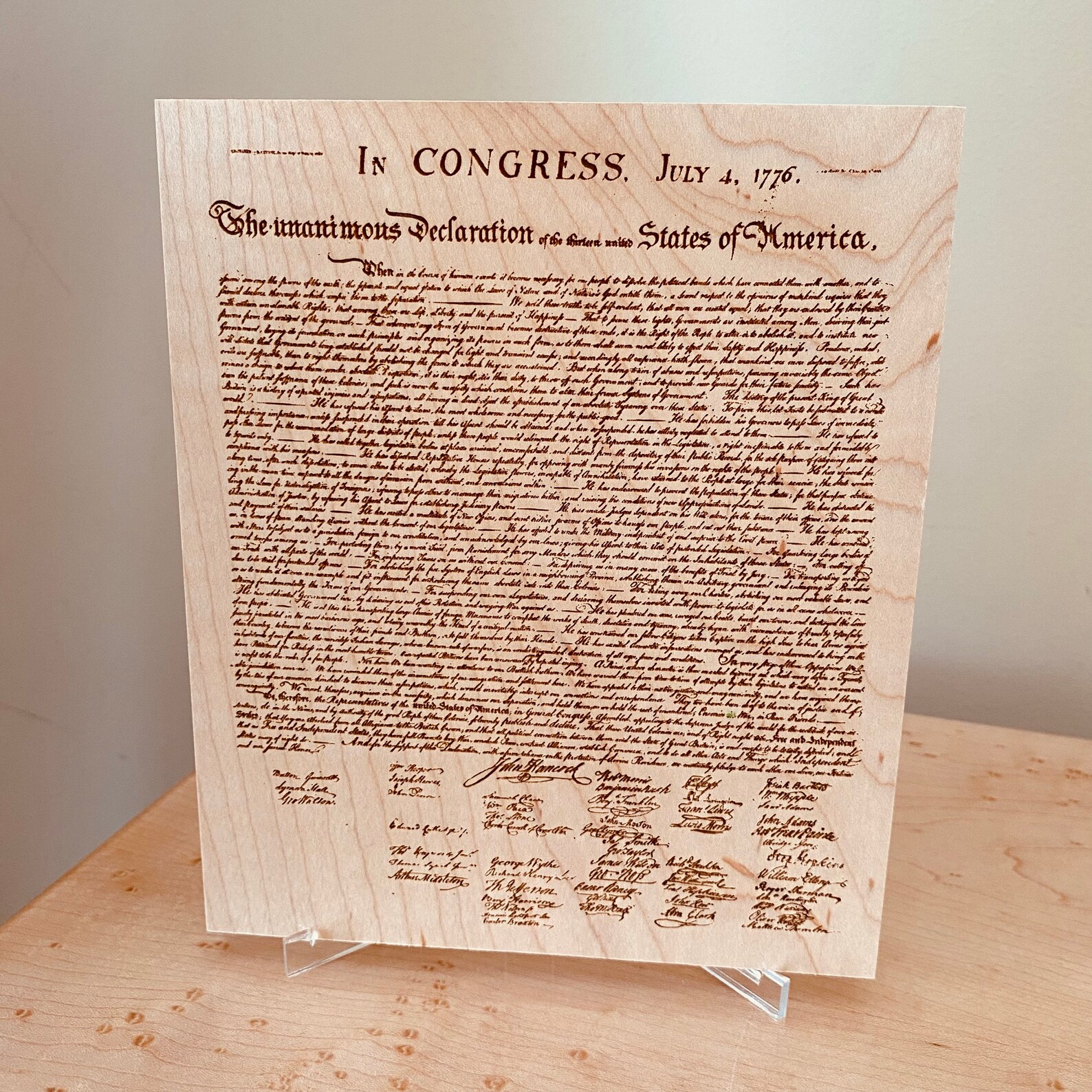 Declaration of Independence Engraved Wood Desk Sign | Etsy