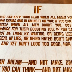 If, Kipling Poem Engraved Wood Sign - Etsy