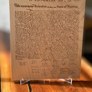 Declaration of Independence Engraved Wood Desk Small Sign - Etsy