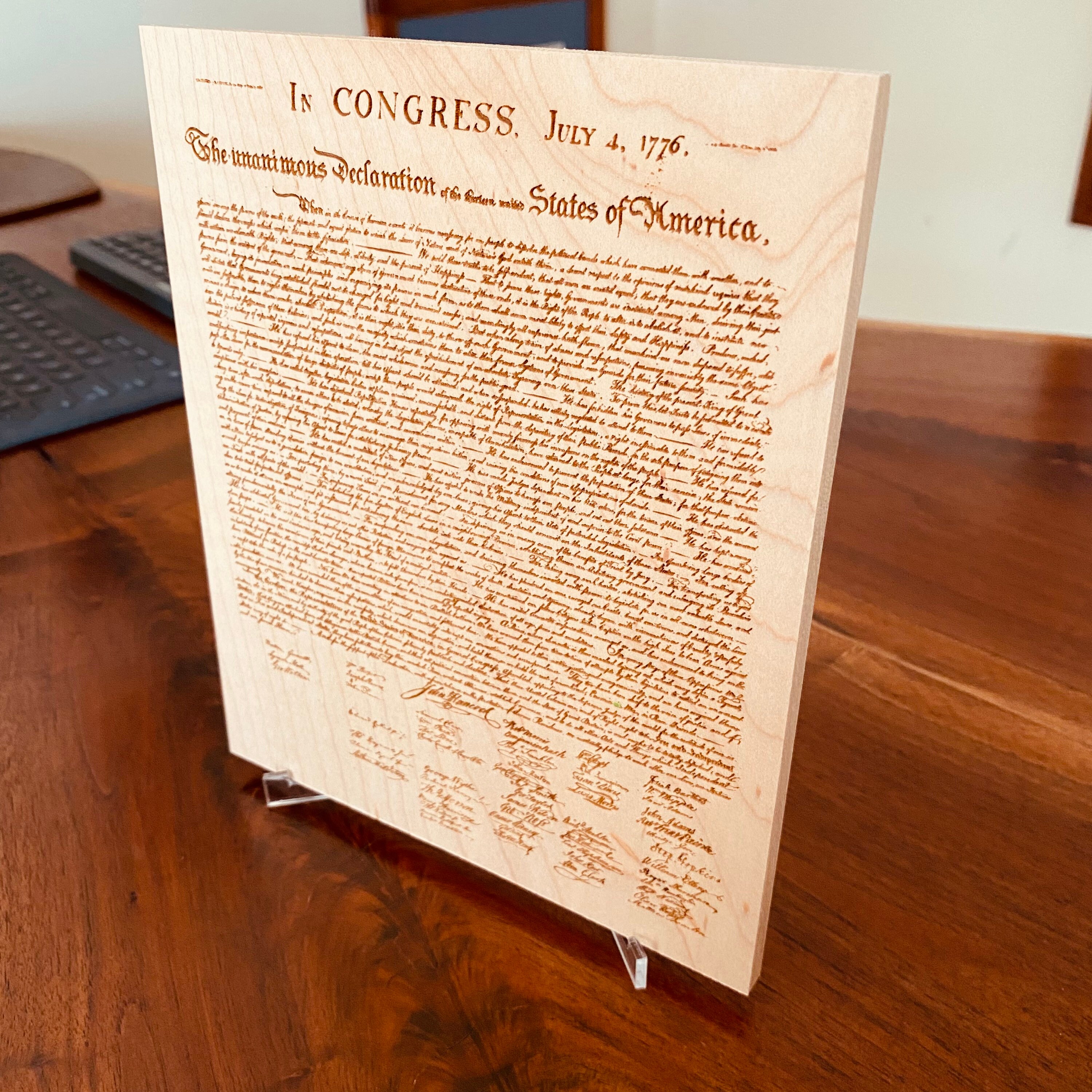 Declaration of Independence Engraved Wood Desk Sign | Etsy