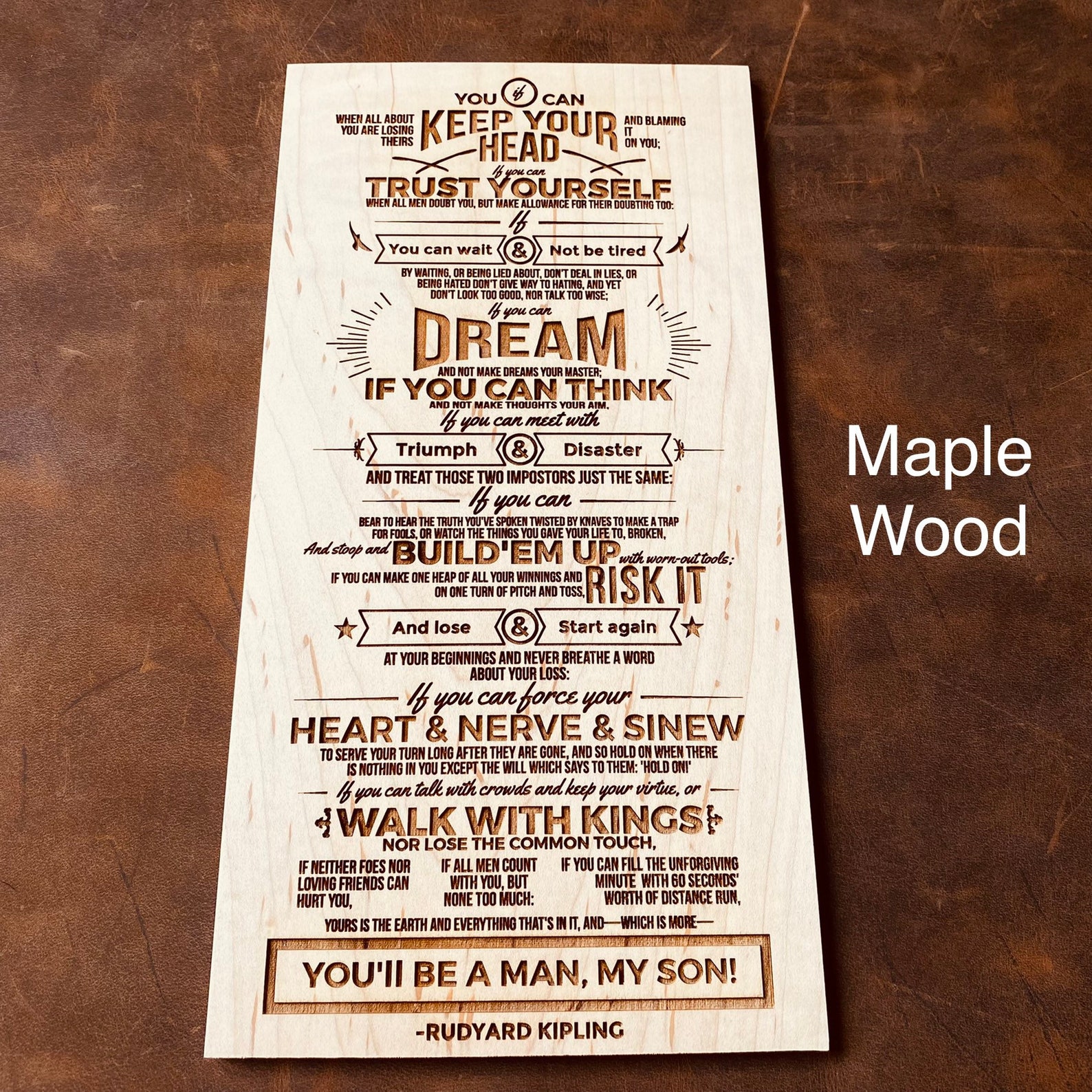 If, Kipling Poem Engraved Wood Sign - Etsy