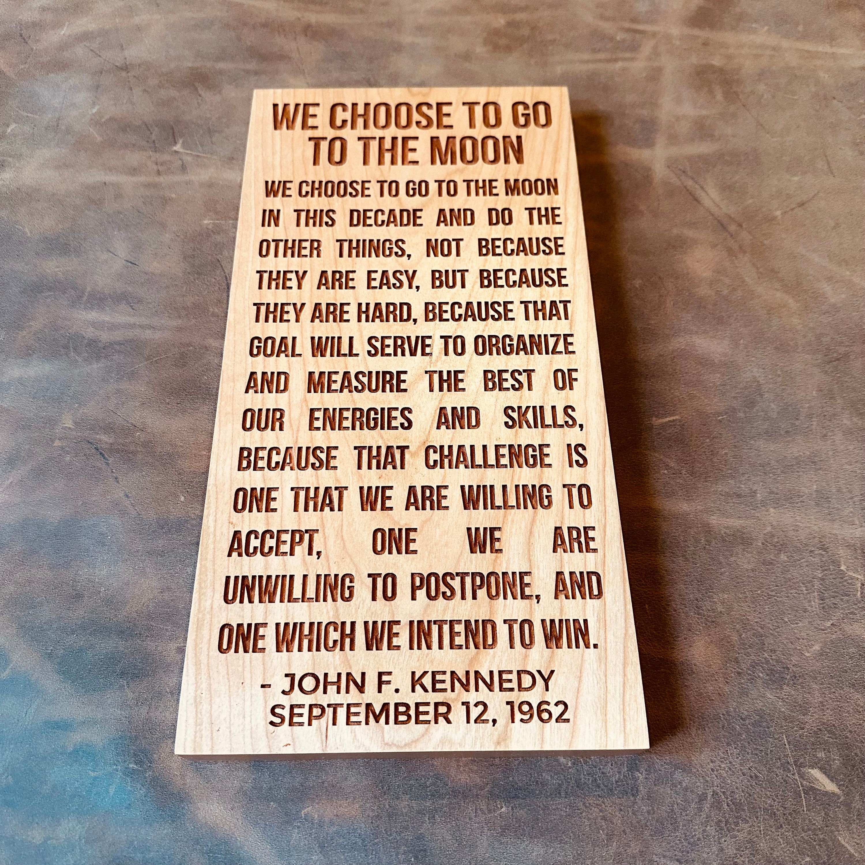JFK “we Choose to Go to the Moon” Speech Engraved in Wood - Etsy