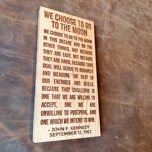 JFK “we Choose to Go to the Moon” Speech Engraved in Wood - Etsy