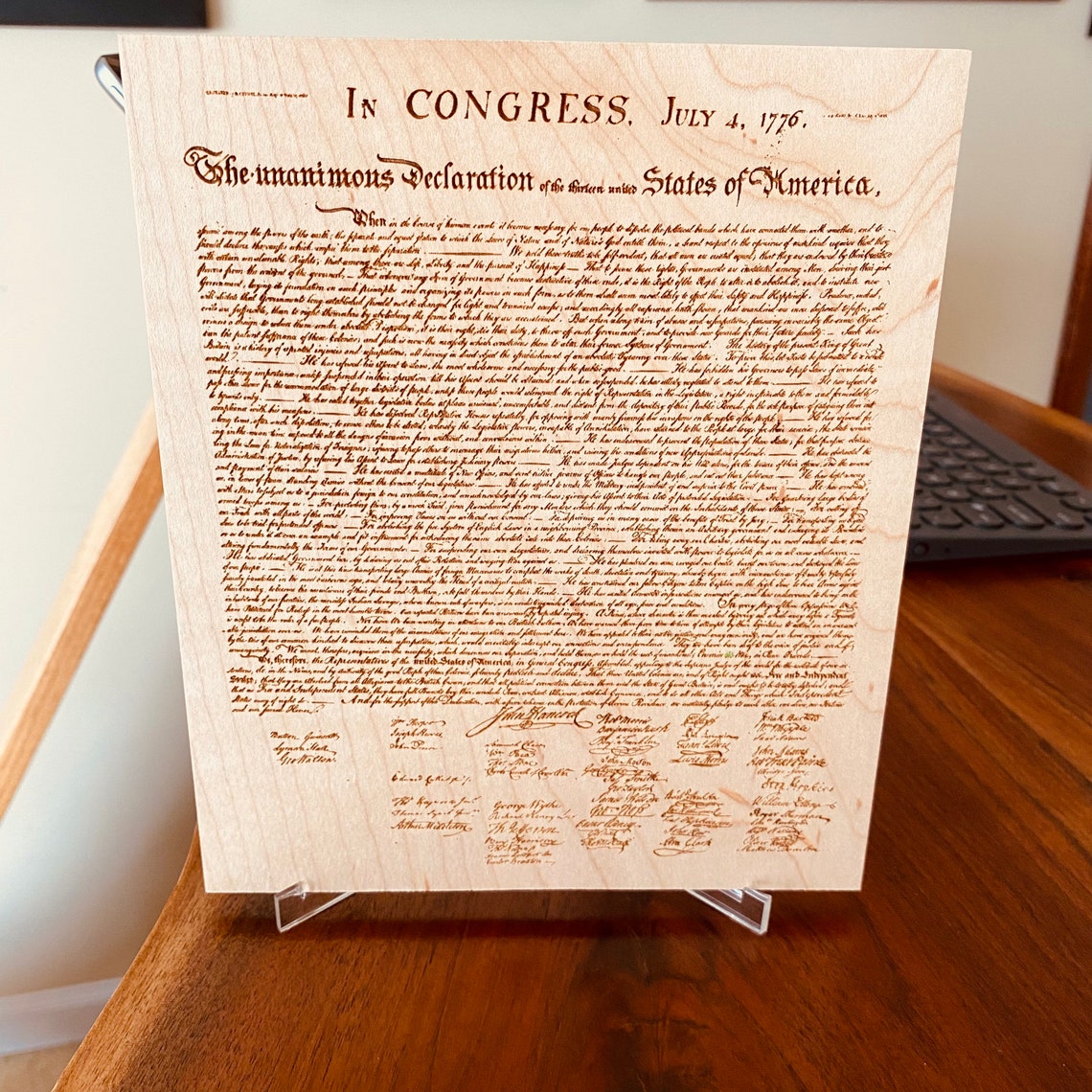 Declaration of Independence Engraved Wood Desk Sign | Etsy