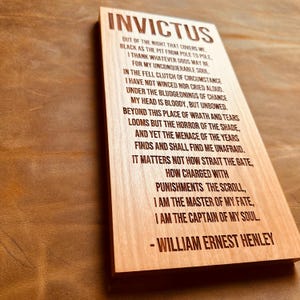Invictus Poem Engraved in Wood - Etsy