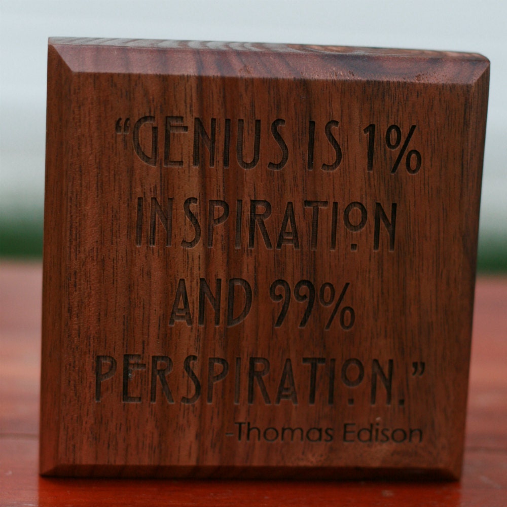 Thomas Edison Quote on Genius and Hard Work Engraved on Wood | Etsy